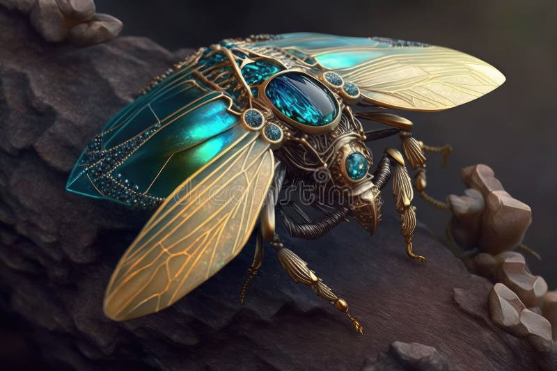 Jewelry.bug Made of Gold and Semi-precious Stones Stock Illustration ...