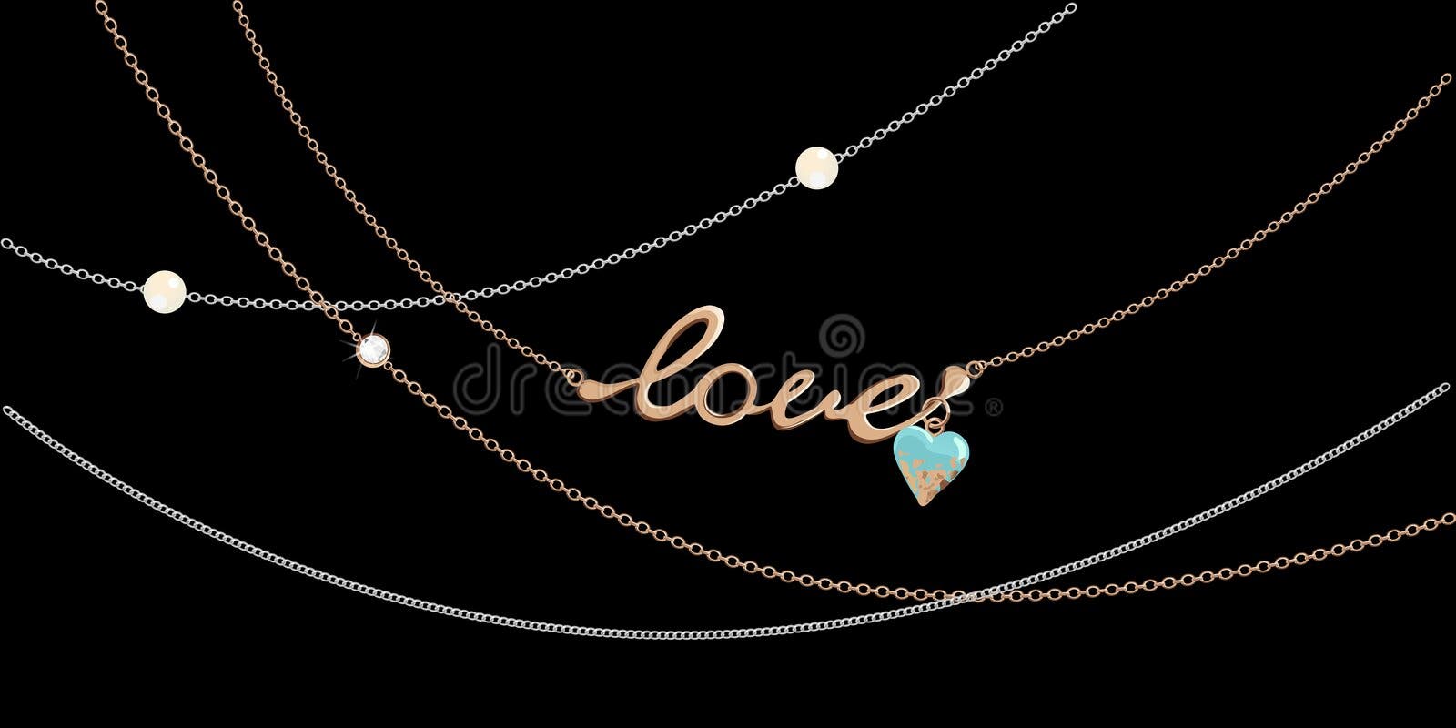 Diamond heart necklace stock vector. Illustration of jewel - 15869149