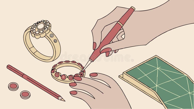 Jewelry Crafting Process, Ring Design and Artisan Work Vector Design ...