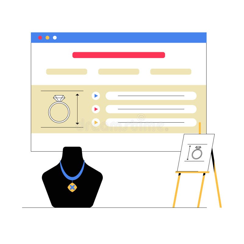 Jewelry Design Software Interface with Necklace Display in Flat Vector ...