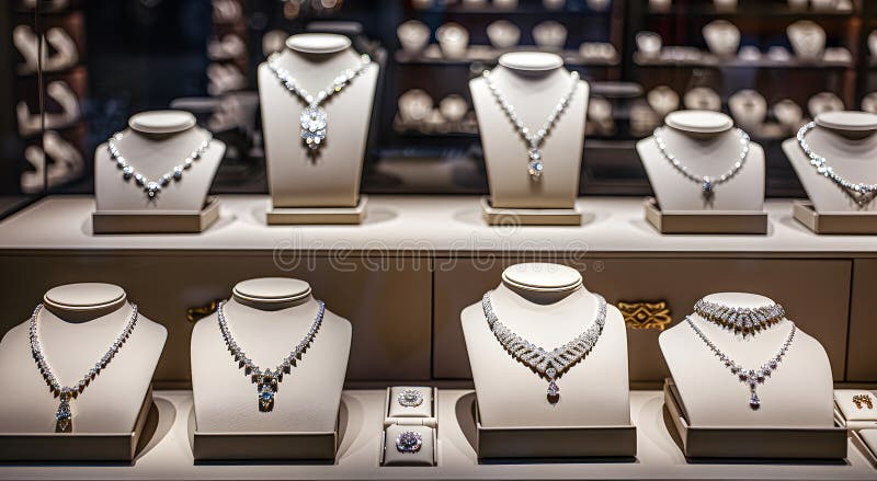 A Jewelry Display Case with Many Stunning Pieces Stock Illustration ...