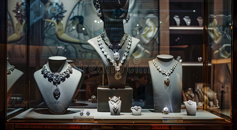 A Jewelry Display Case with Many Stunning Pieces Featured in the Store ...