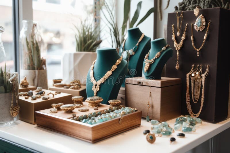 Jewelry Display with a Mix of Classic and Contemporary Pieces Stock ...