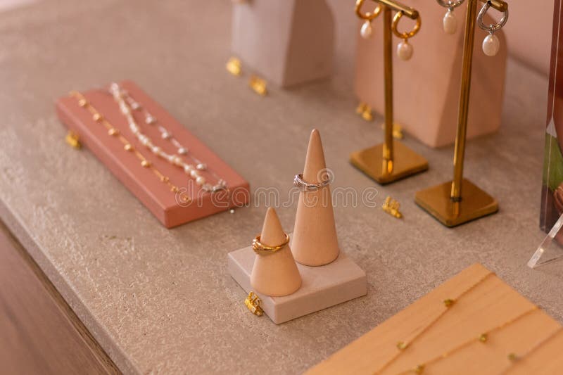 Jewelry Display in Store Gold and Silver Stock Photo - Image of display ...