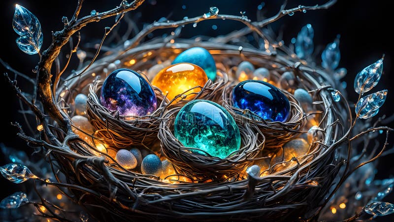 Jewelry Easter Nest with Incredible Gem Eggs Glowing from the Inside ...