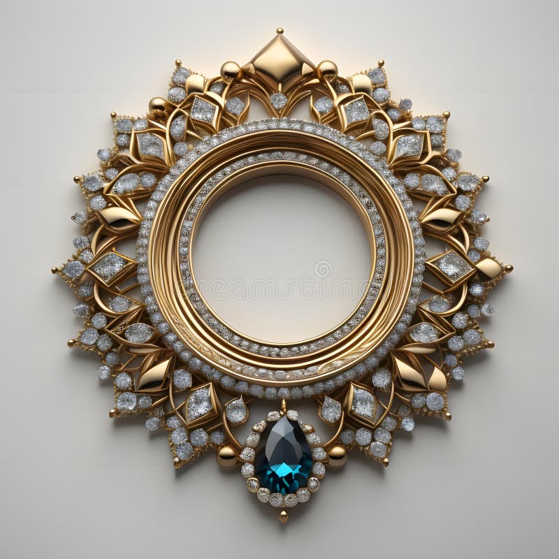Jewelry Gold Frame with Precious Stones. Generative Ai Stock ...