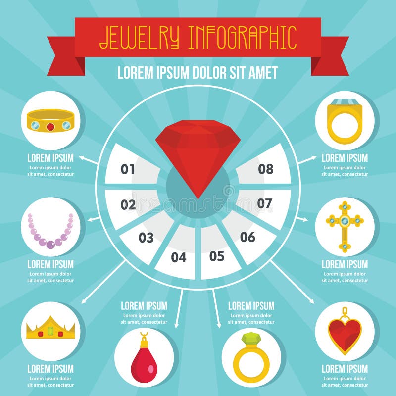 Jewelry Infographic Concept, Flat Style Stock Vector - Illustration of ...