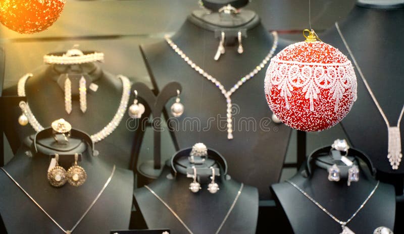 Jewelry Luxury Retail Store Window Display Showcase Stock Photo - Image ...