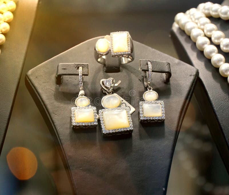 Jewelry Luxury Retail Store Window Display Showcase Stock Photo - Image ...