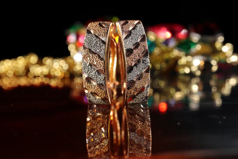 Jewelry Made of Gold and Silver Close-up Stock Photo - Image of black ...