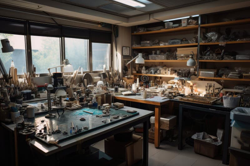 Jewelry-making Studio, with Tools of the Trade and Finished Jewelry on ...