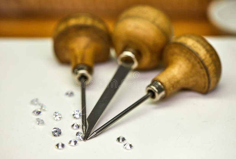 Jewelry Production. Tool for Fixing Diamonds on a White Background ...