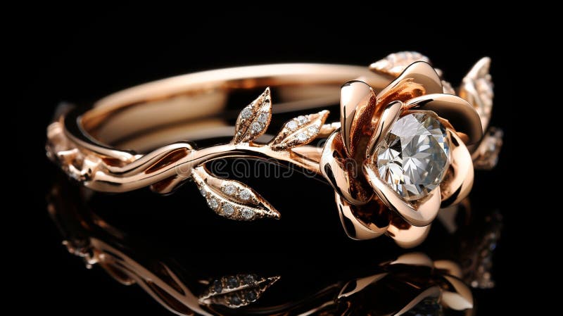 Jewelry Ring on a Black Background. Close-up Stock Illustration ...