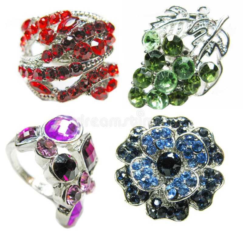 Jewelry Ring with Bright Red Ruby Crystals Stock Image - Image of metal ...