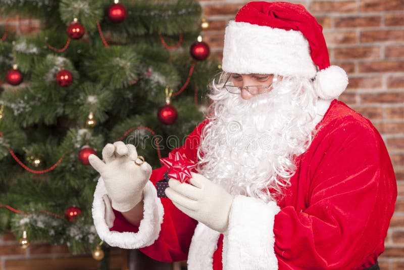 Jewelry Ring Gift Santa Claus Stock Image - Image of holiday, glass ...