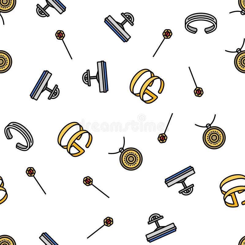 Jewelry Ring Gold Necklace Seamless Pattern Vector Stock Illustration ...