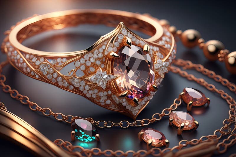 Jewelry Ring with Precious Stones. Jewelry Background Stock Image ...