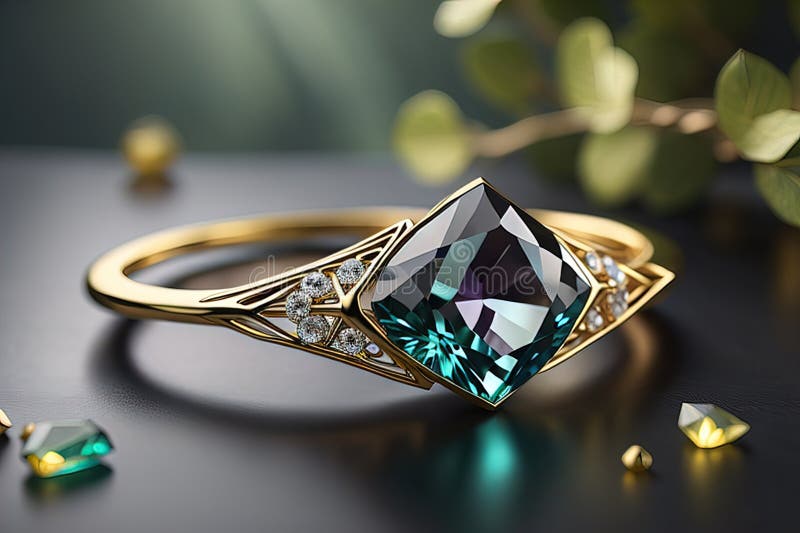 Jewelry Ring with Precious Stones. Jewelry Background Stock Image ...