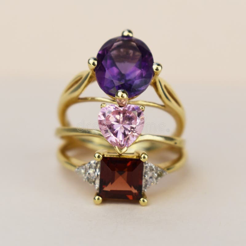 Jewelry Ring with Purple Sapphire on a White Background Stock Photo ...