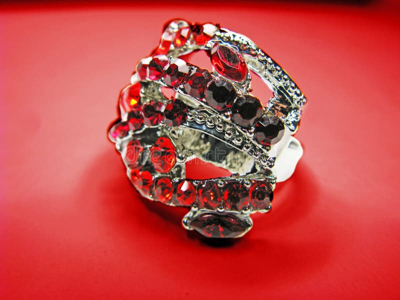 Jewelry Ring with Red Ruby Crystals Stock Photo - Image of glamour ...