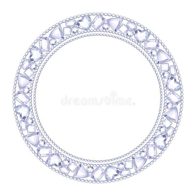 Jewelry Round Frame with Gemstones. Stock Vector - Illustration of ...