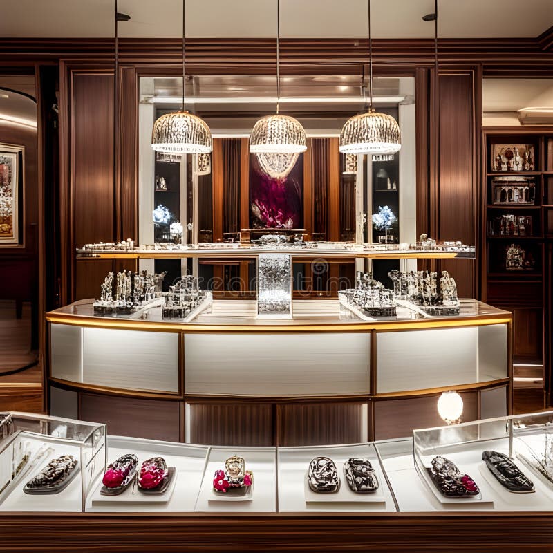 Jewelry store interior stock illustration. Illustration of table ...