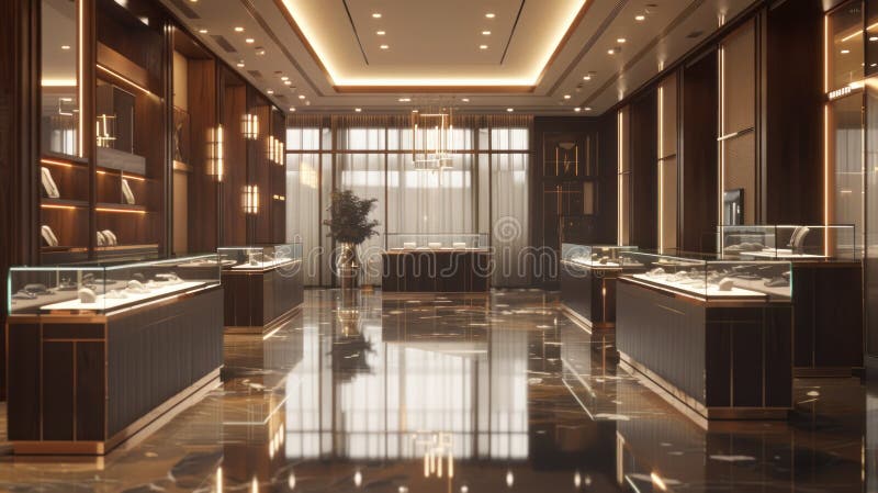 Jewelry Store Interior. Interior of a Large Jewelry Store with Jewelry ...