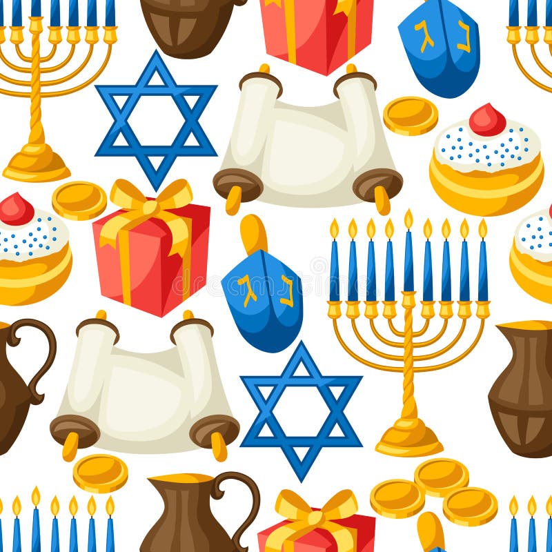 Jewish Hanukkah Celebration Card with Holiday Objects Stock Vector ...