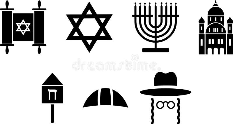 Judaism Black and White Icons Stock Vector - Illustration of dove ...