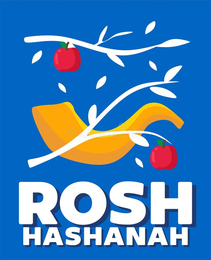 Jewish New Year Rosh Hashanah with Fruit Stock Illustration ...