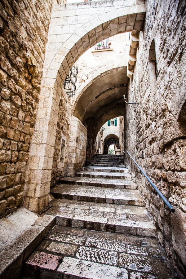 Jewish Quarter Streets on Jerusalem Old City. Stock Image - Image of ...