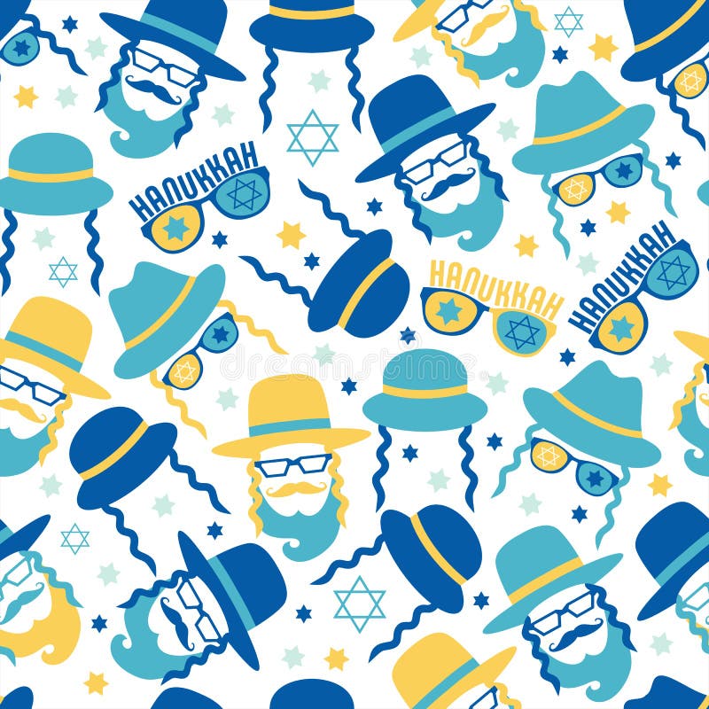 Jewish Rabbi Pattern Seamless Flat Style for Web Vector Illustration on ...