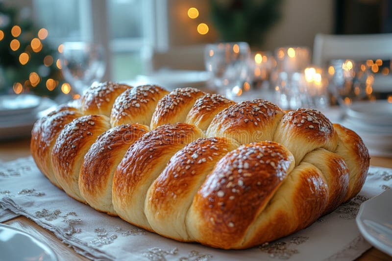 Jewish Shabbat Ritual with Challah Bread Stock Illustration ...