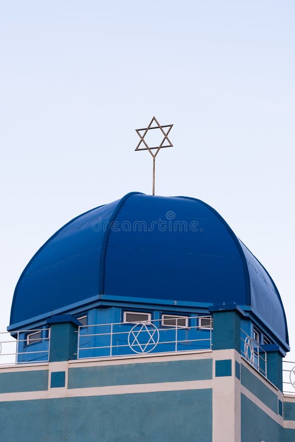Jewish Synagogue with Blue Dome and Star David on it. Stock Photo ...