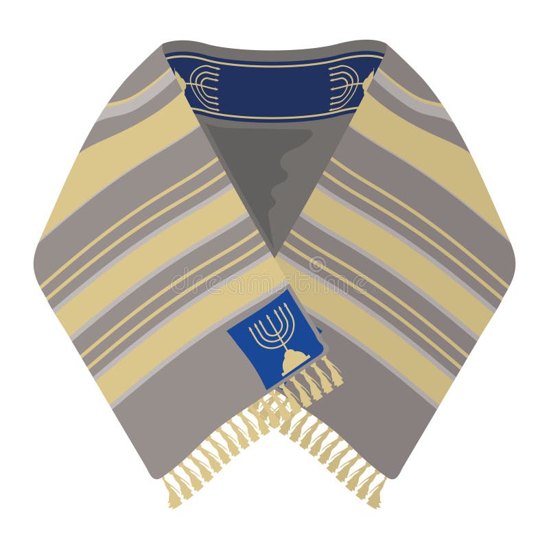 Jewish Tallit with Menorah Decoration Stock Vector - Illustration of ...