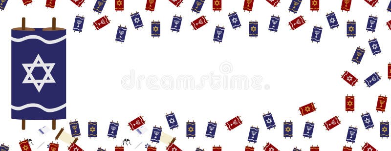 Red Blue Torah Scrolls Seamless Border Stock Vector - Illustration of ...