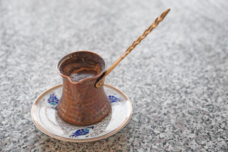 Jezve with Aromatic Coffee on Table Stock Image - Image of refreshing ...