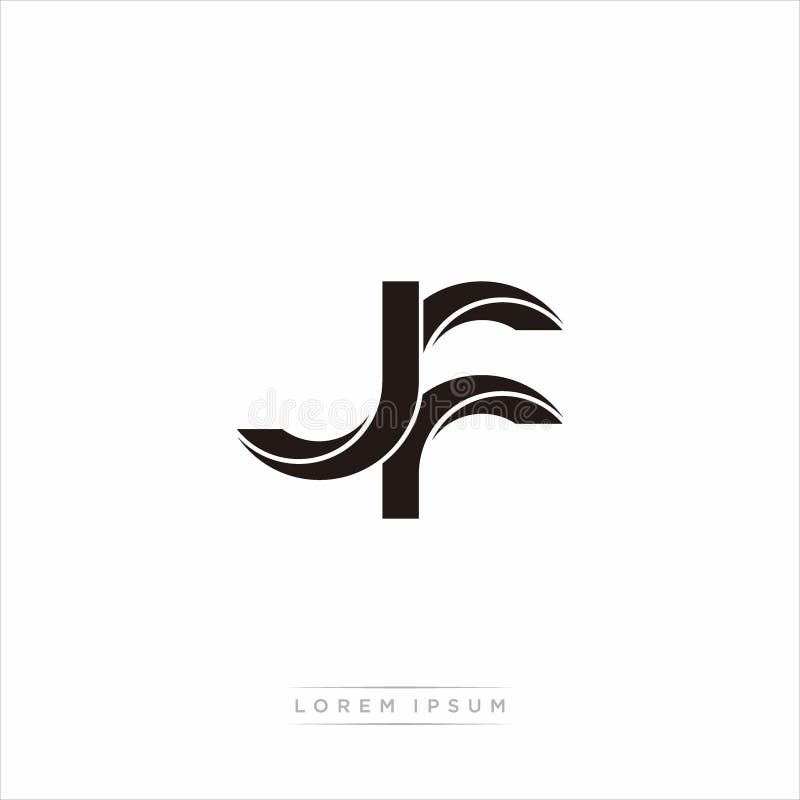 Jf Initial Letter Split Lowercase Modern Monogram Linked Outline ...
