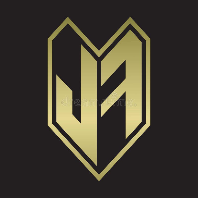 JF Logo Monogram with Emblem Line Style Isolated on Gold Colors Stock ...