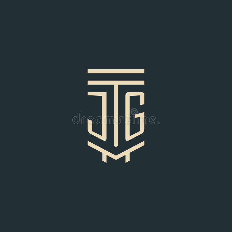 JG Initial Monogram with Simple Line Art Pillar Logo Designs Stock ...