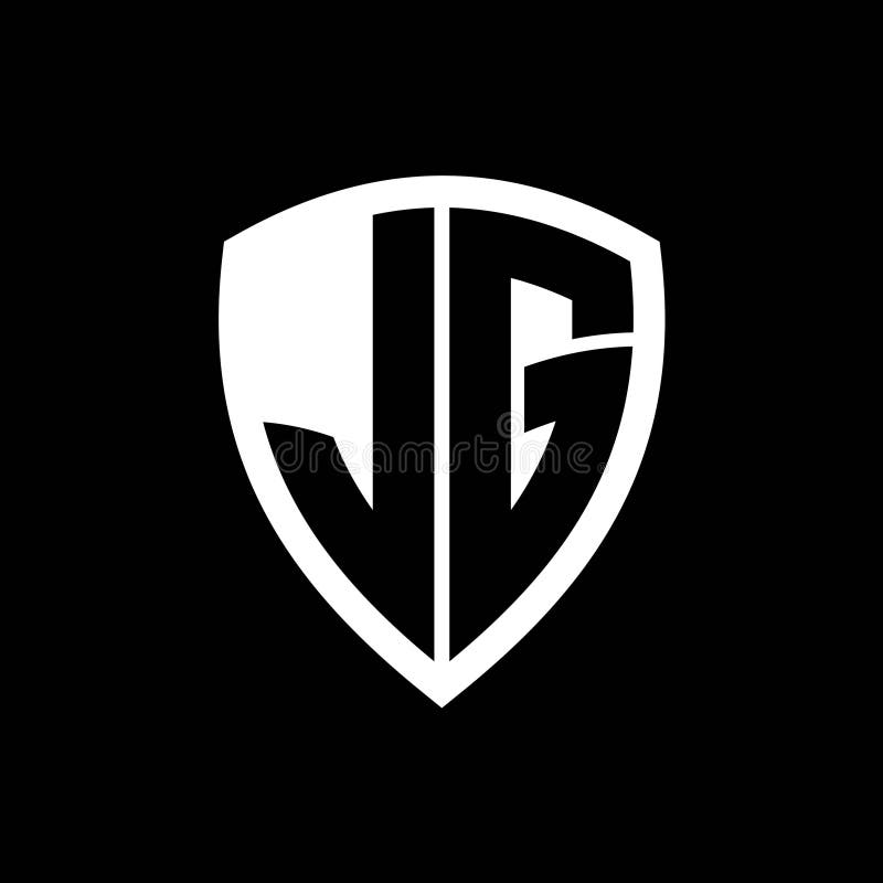 JG Monogram Logo with Bold Letters Shield Shape with Black and White ...