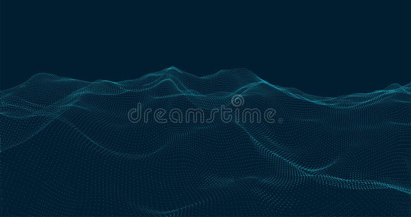 Abstract Vector Particle Waves. Blueprint Style Wave Particles on Dark ...