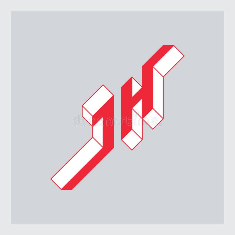 JH - Logo or 2-letter Code. Isometric 3d Font for Design. Letter J and ...