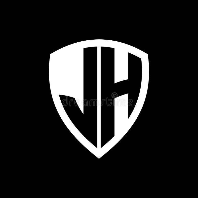 JH Monogram Logo with Bold Letters Shield Shape with Black and White ...