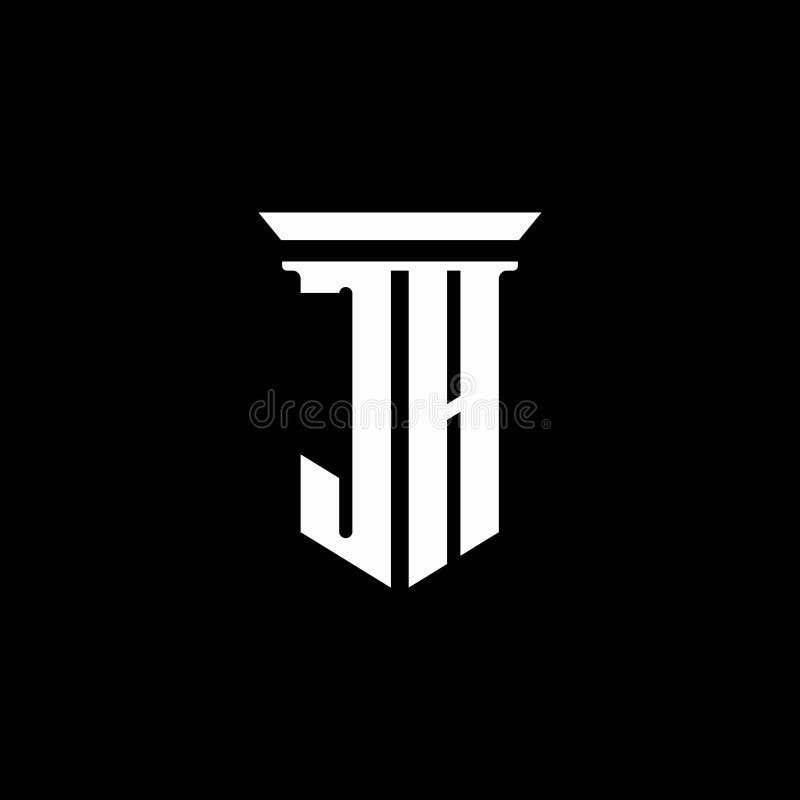 JH Monogram Logo with Emblem Style Isolated on Black Background Stock ...
