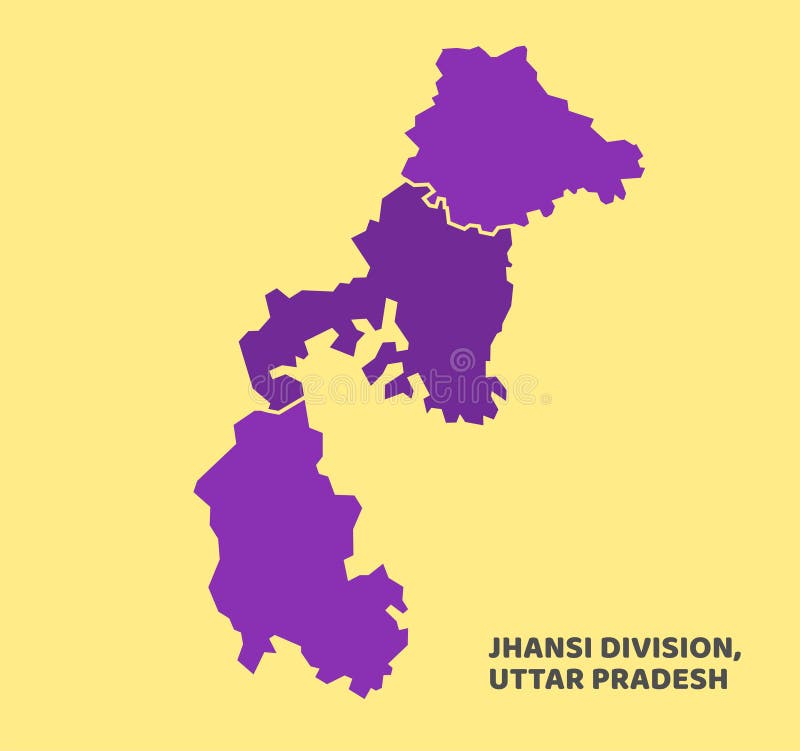 Jhansi Division Map of Uttar Pradesh State India Stock Vector ...