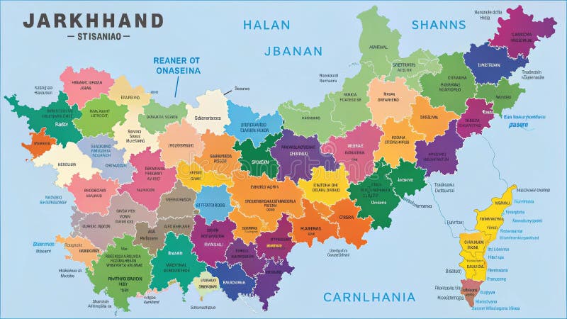 Jharkhand India a Detailed Panoramic Map of Districts and ...