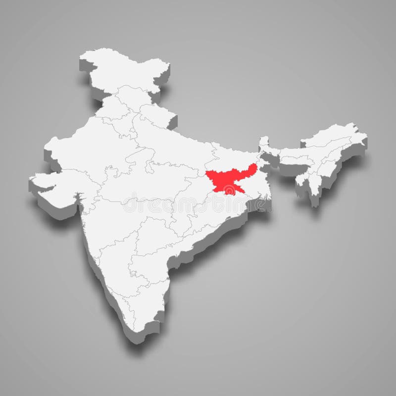 Jharkhand State Location within India 3d Map Stock Illustration ...