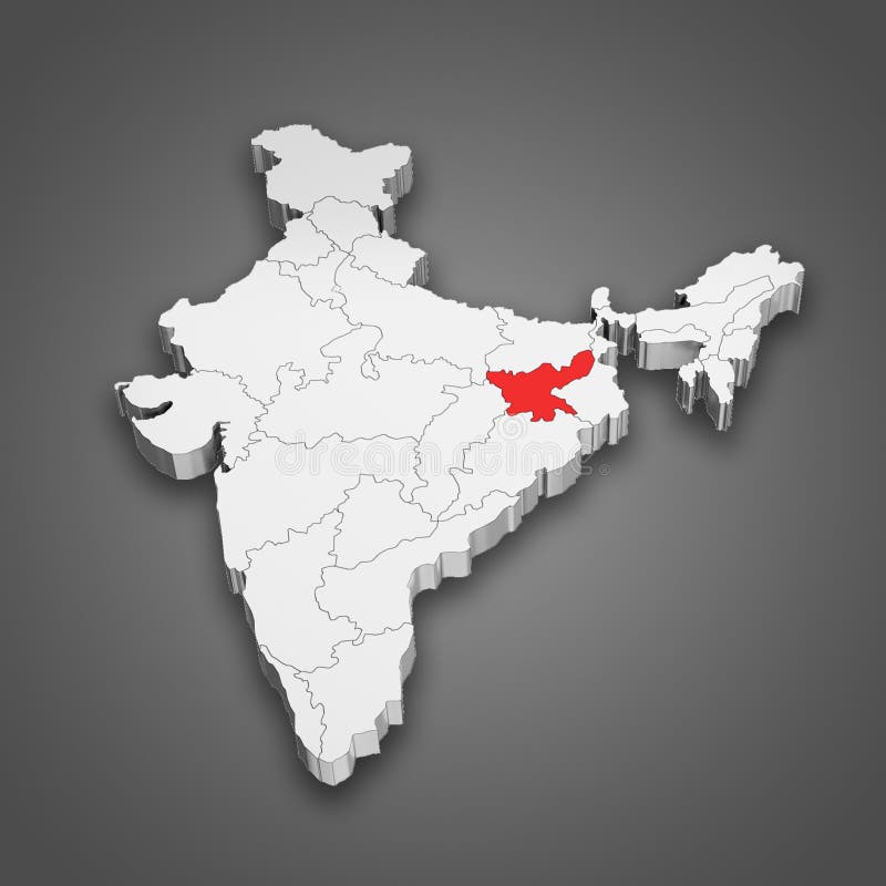 Jharkhand State Location within India Map. 3D Illustration Stock ...