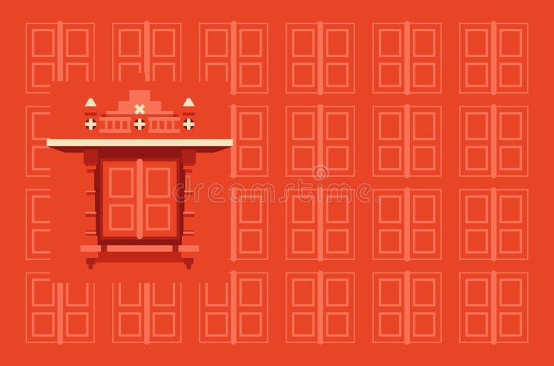 Jharokha - Window Elements Against Red Wall - Stock Illustration Stock ...